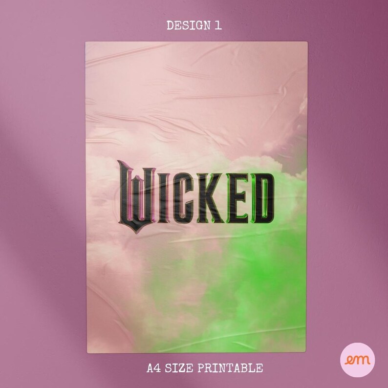 Wicked Movie Poster Set 2 - 3 Printable PDF Designs, Instant Download ...
