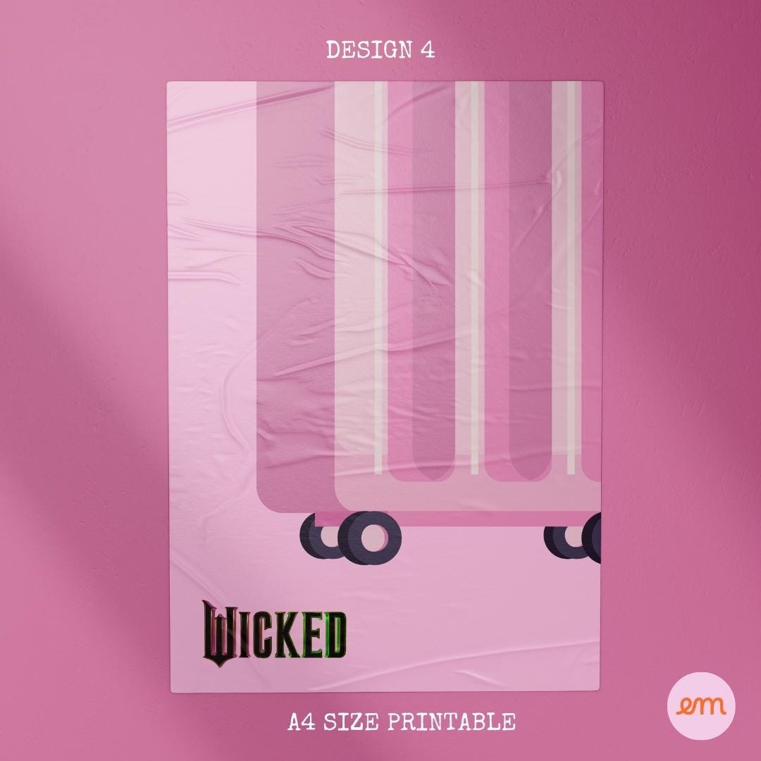 Wicked Movie Poster Set 3 - 5 Printable PDF Designs, Instant Download ...