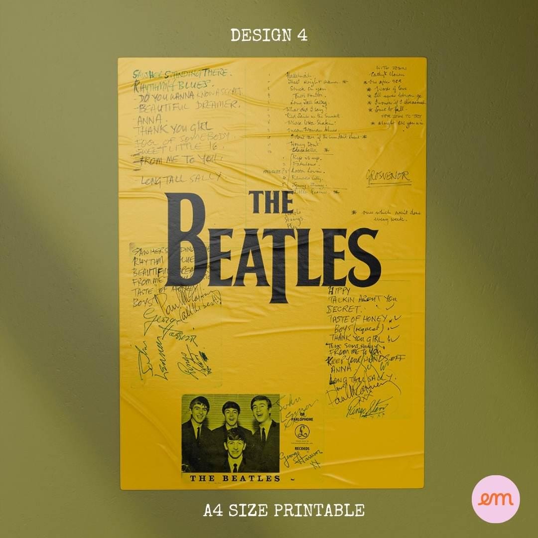 The Beatles Poster Set – 4 Printable PDF Designs, Instant Download Wall ...