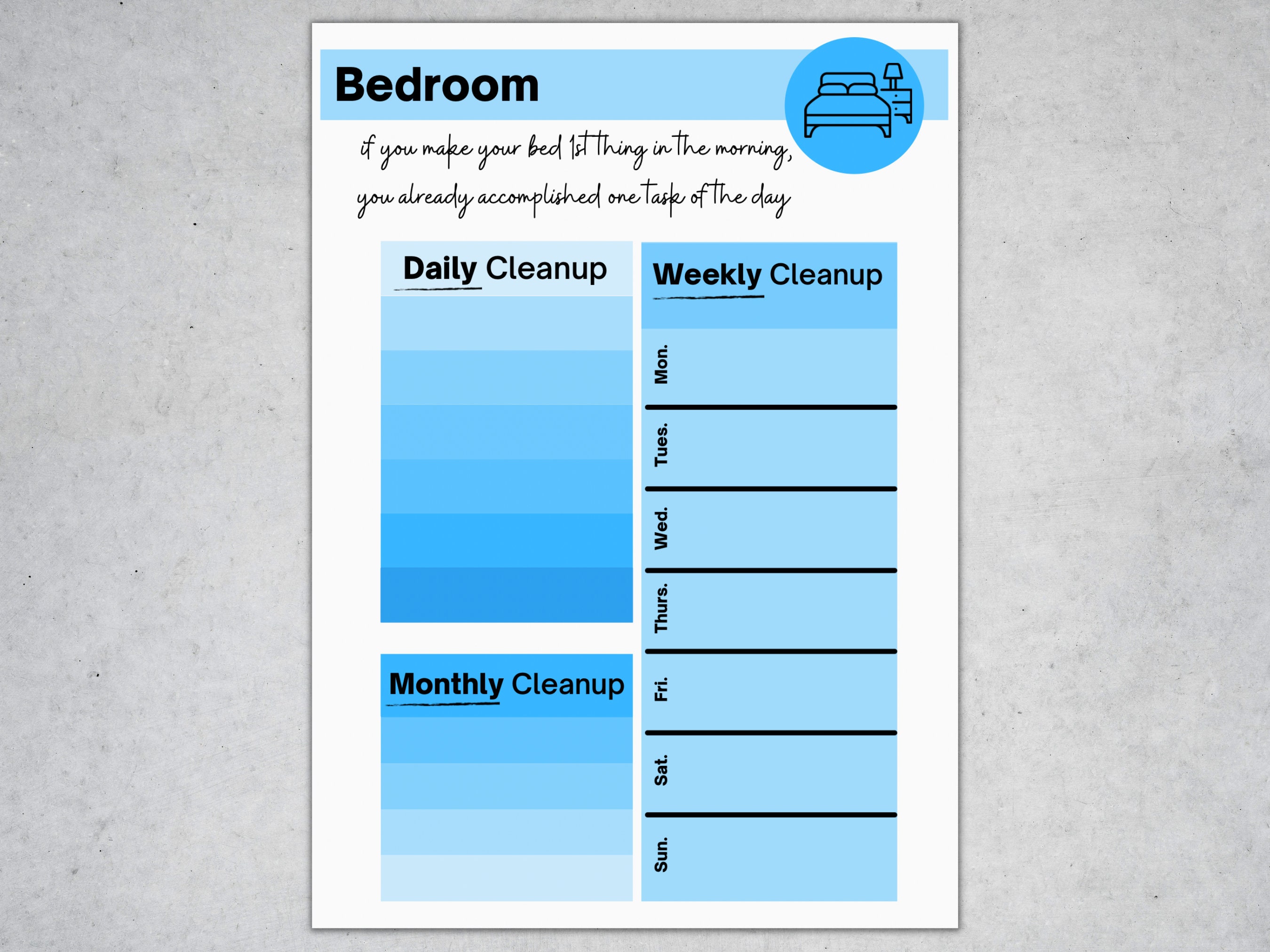 Cleaning Schedule Printable Bedroom Cleaning Template - Etsy