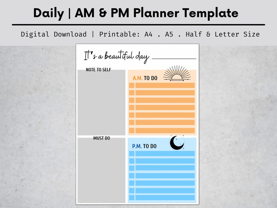 Digital Am Pm to Do Lists, Daily Planner Template, Personal Planner ...