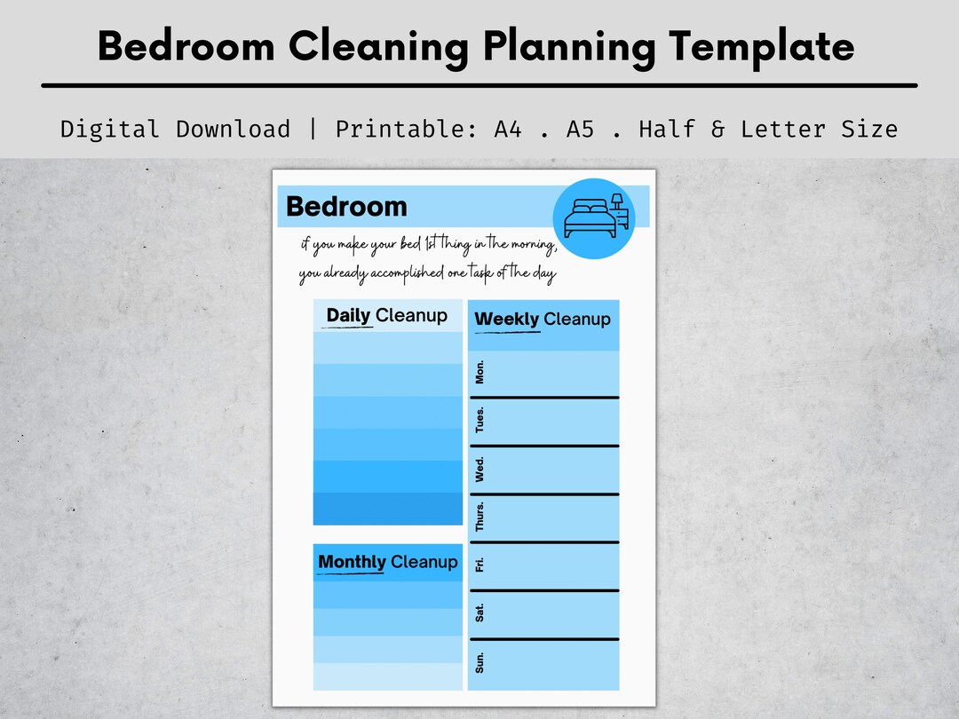 Cleaning Schedule Printable, Bedroom Cleaning Template, Cleaning List ...