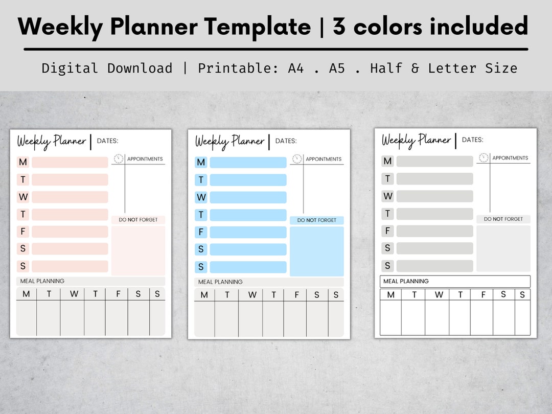 Weekly Planner Template, Personal Planner Printable - Etsy