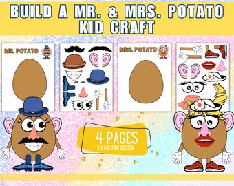 Build A Mr Potato and Mrs Potato | Head and Accessories Dress up Paper ...
