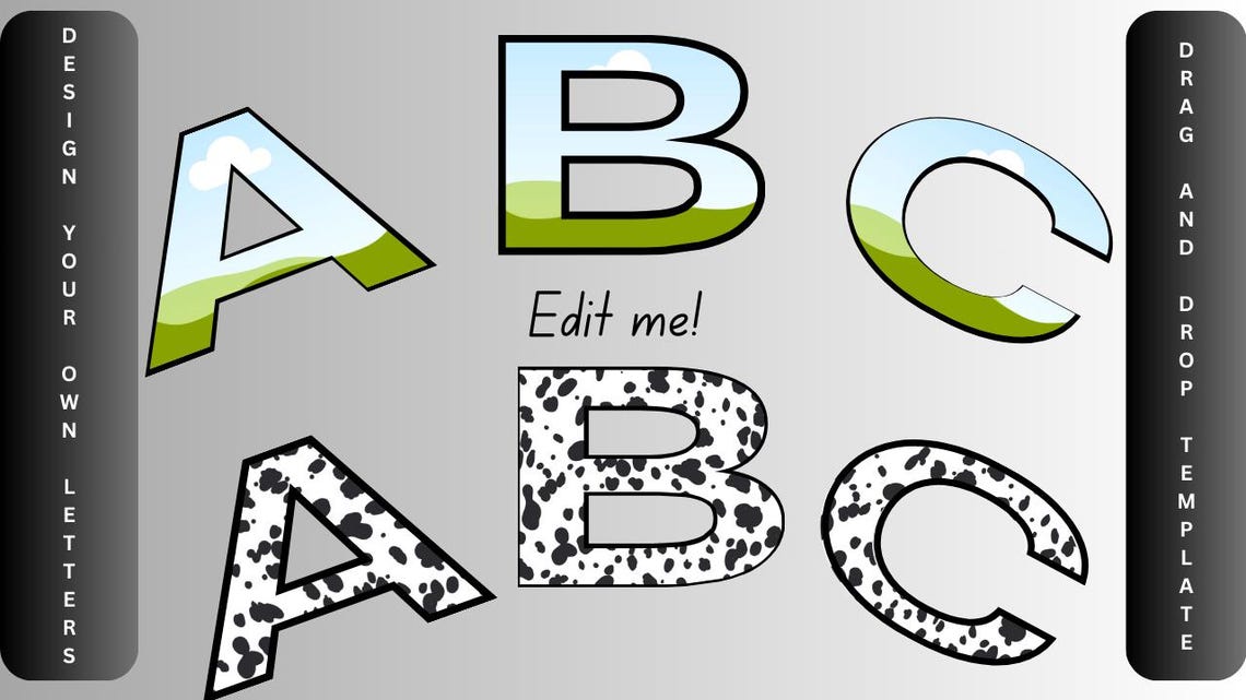 Canva Editable Alphabets, Letters Canva Template, Canva Frames, A-Z ...
