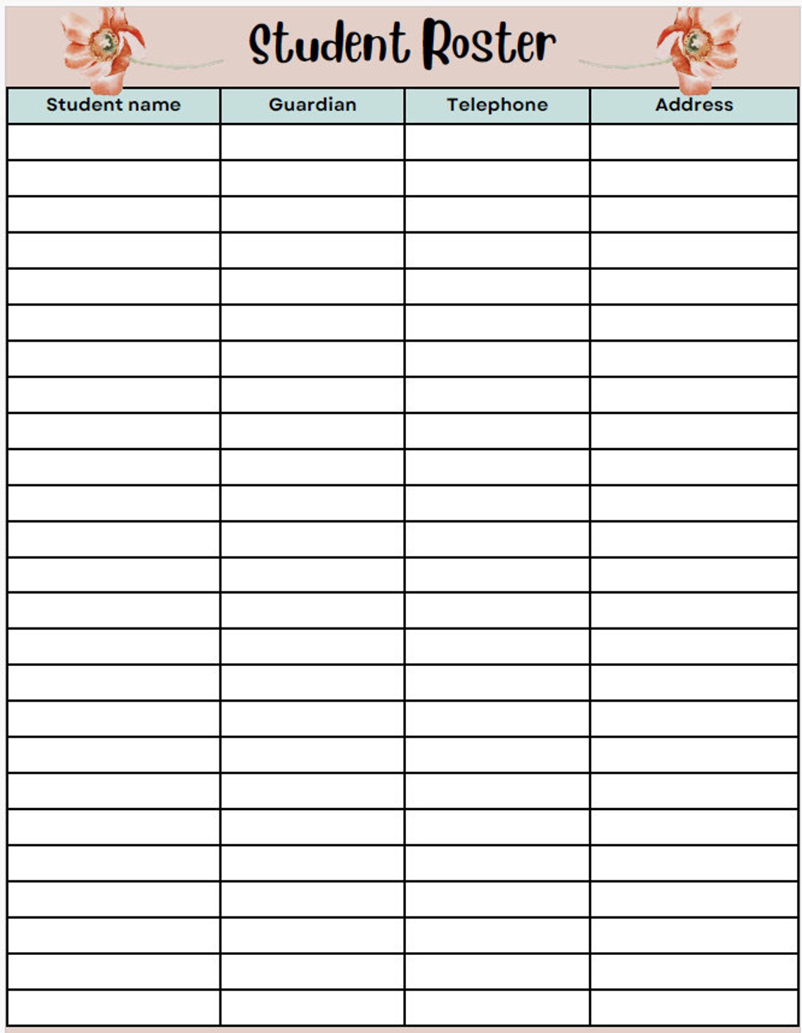 Floral Teacher Gradebook-digital and Editable Download - Etsy