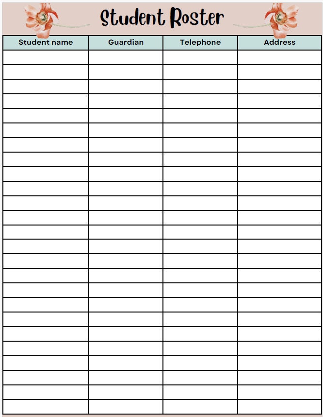 Floral Teacher Gradebook-digital and Editable Download - Etsy