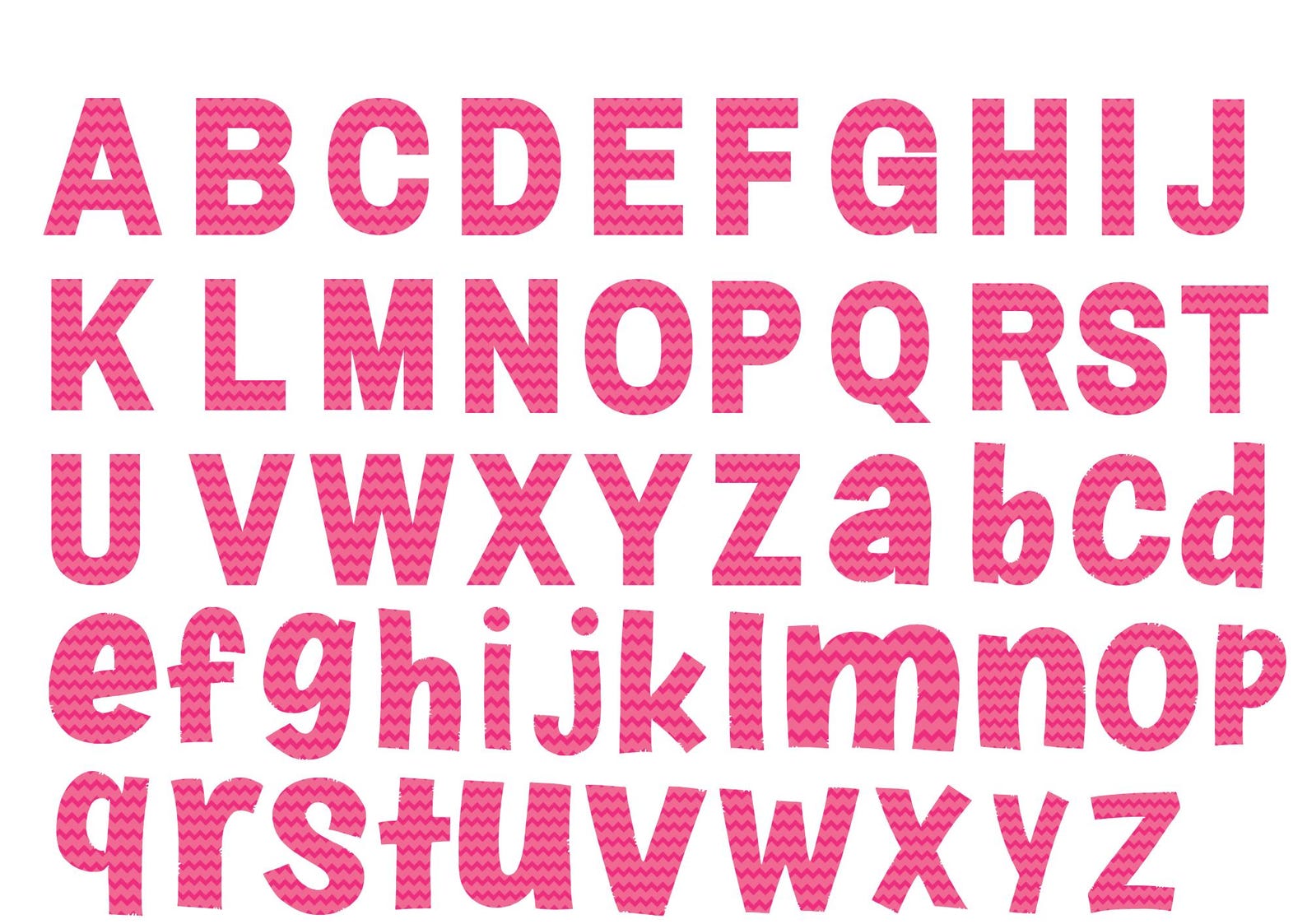 Pink Chevron Bulletin Board Letters, Font A-Z Bulletin Board Letters ...