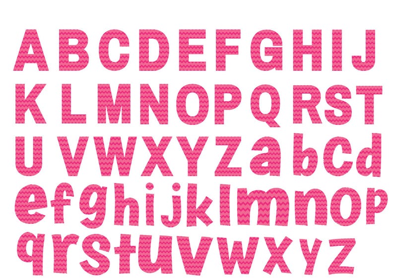 Pink Chevron Bulletin Board Letters, Font A-Z Bulletin Board Letters ...