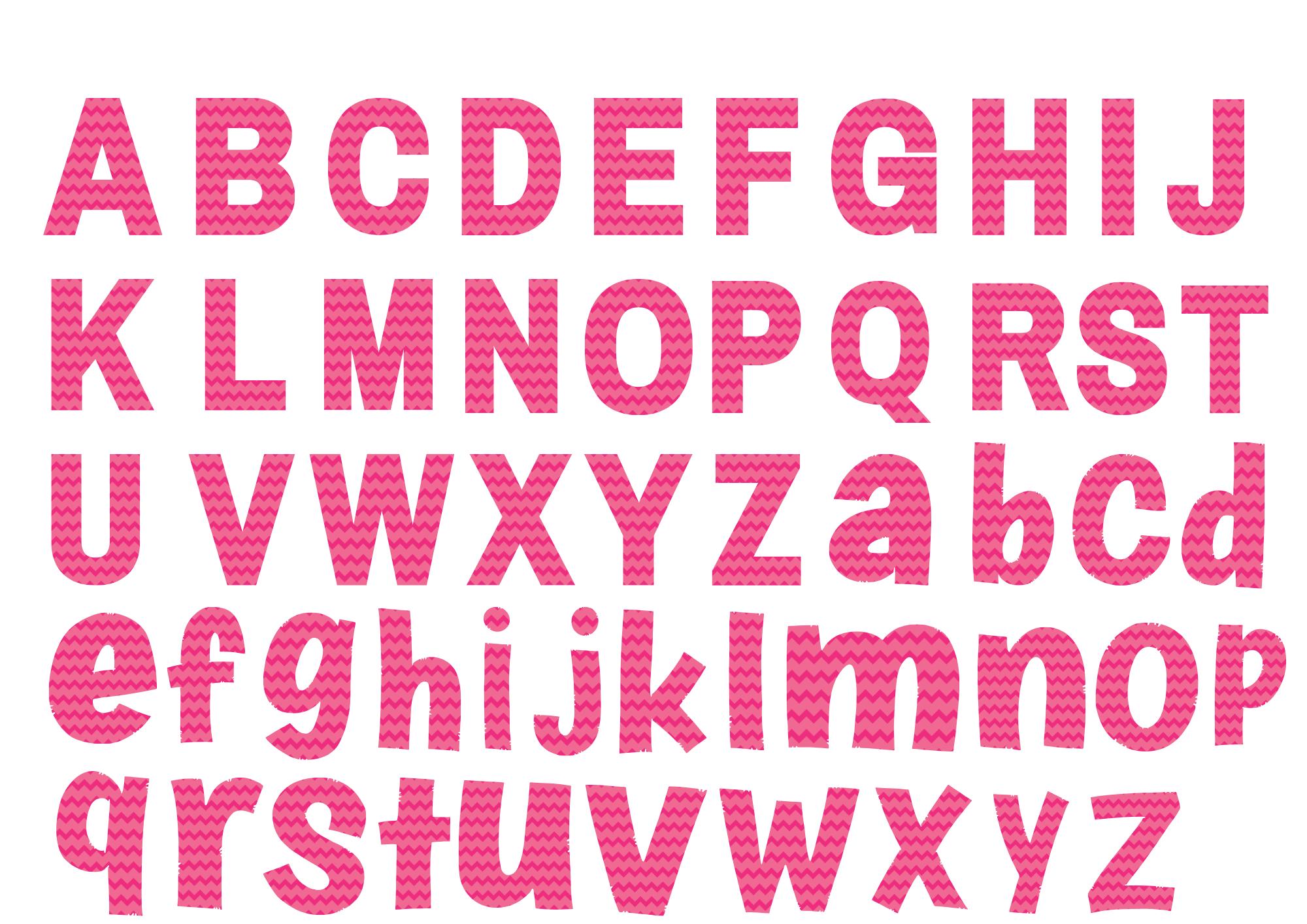 Pink Chevron Bulletin Board Letters, Font A-Z Bulletin Board Letters ...
