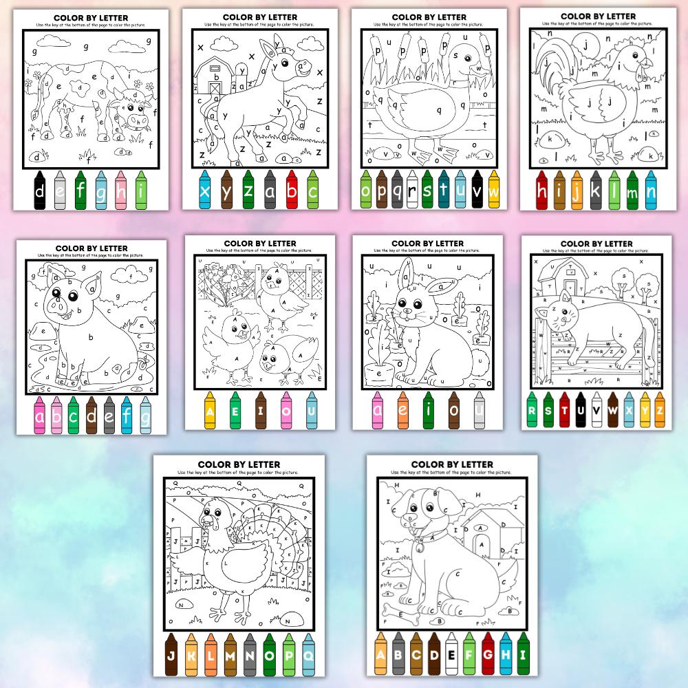 Farm Animal Color by Letter Kids Activity - Etsy