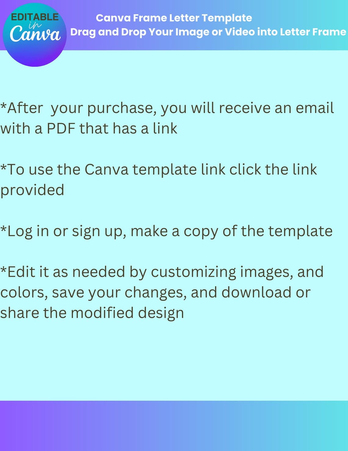 Canva Editable Alphabets, Letters Canva Template, Canva Frames, A-Z ...