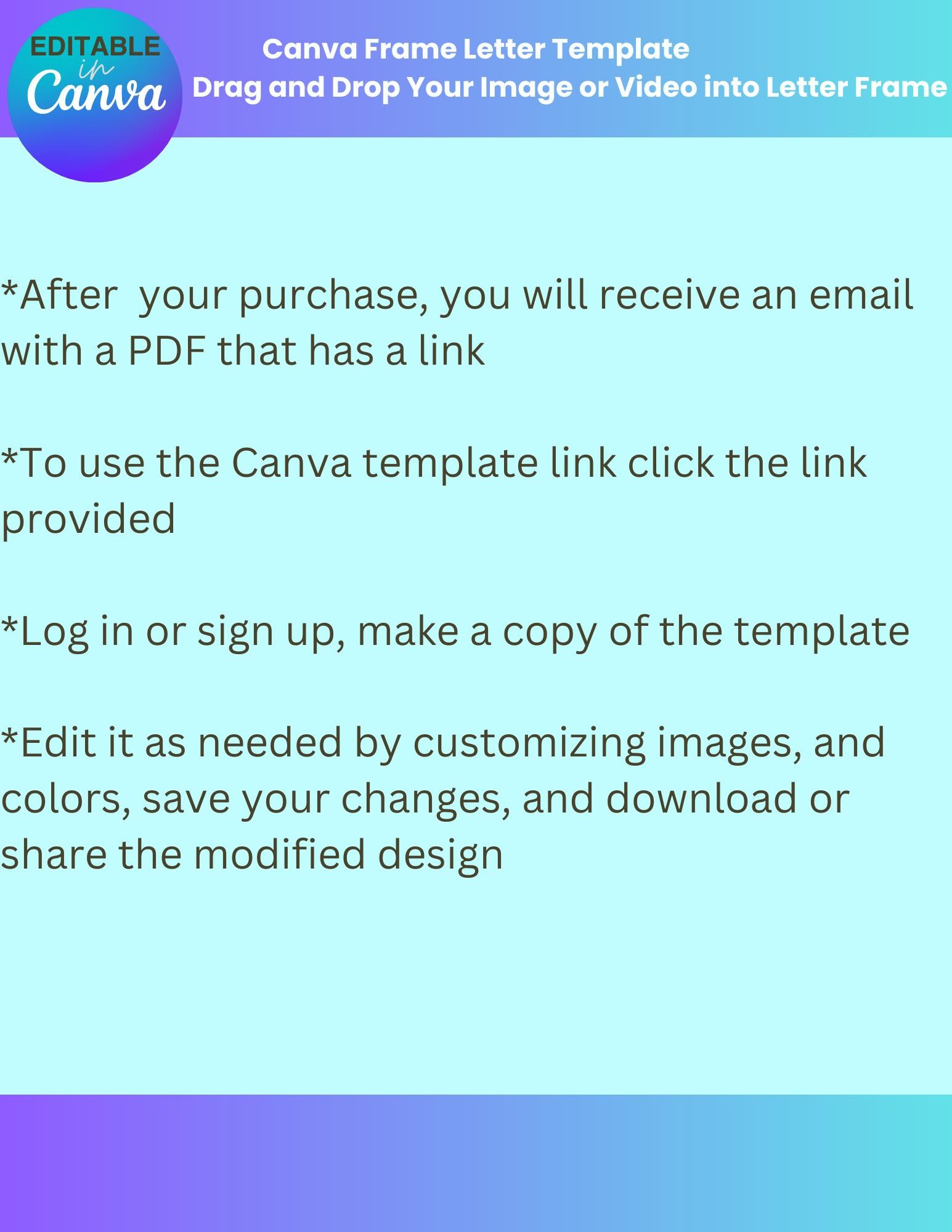 Canva Editable Alphabets, Letters Canva Template, Canva Frames, A-Z ...