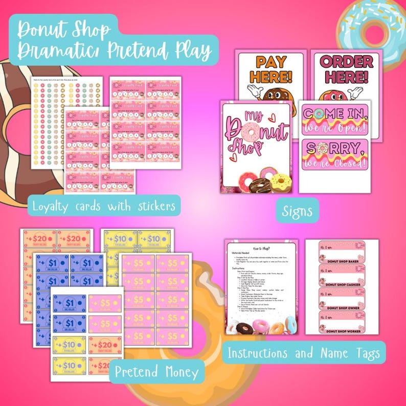 Donut Shop Dramatic Pretend Play Printable Set - Etsy