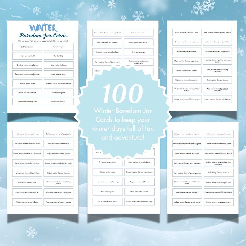 Winter Game, Winter Boredom Busters, Winter Classroom Game, Printable ...