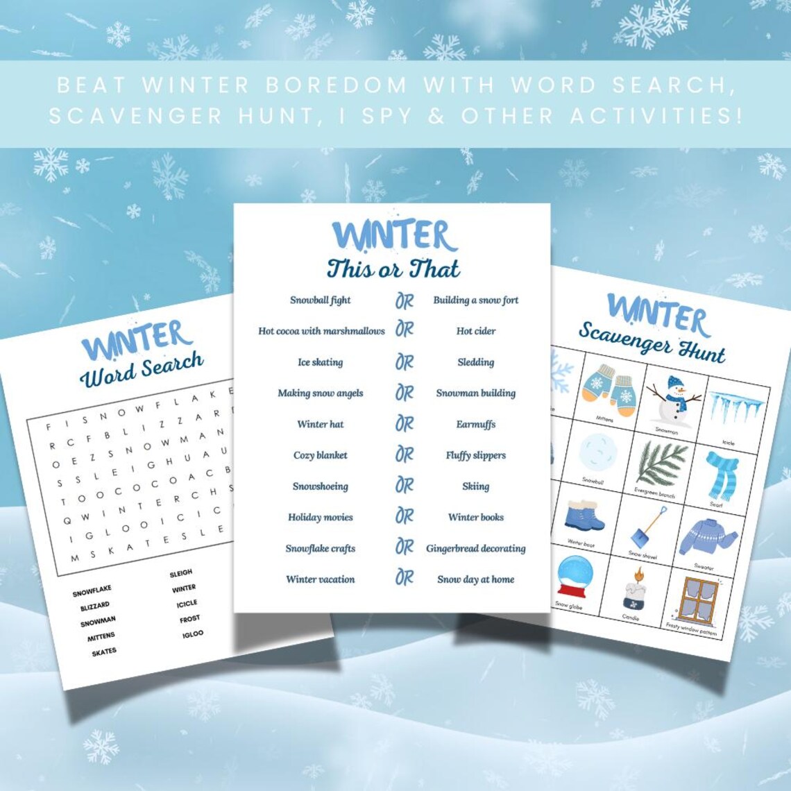Winter Game, Winter Boredom Busters, Winter Classroom Game, Printable ...