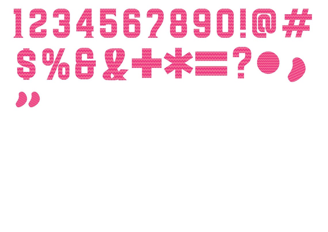 Pink Chevron Bulletin Board Letters, Font A-Z Bulletin Board Letters ...