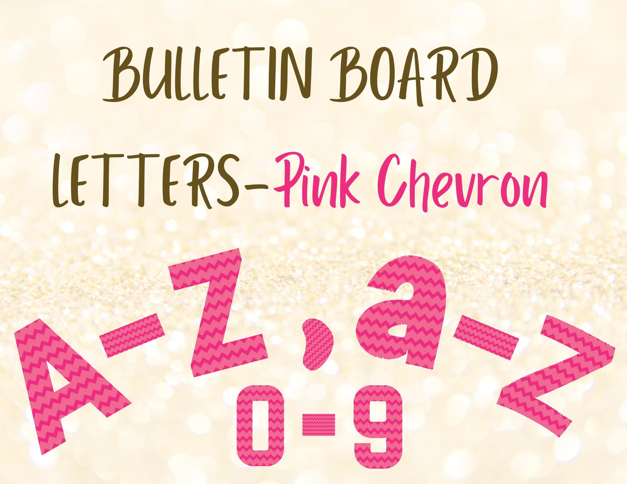 Pink Chevron Bulletin Board Letters, Font A-Z Bulletin Board Letters ...