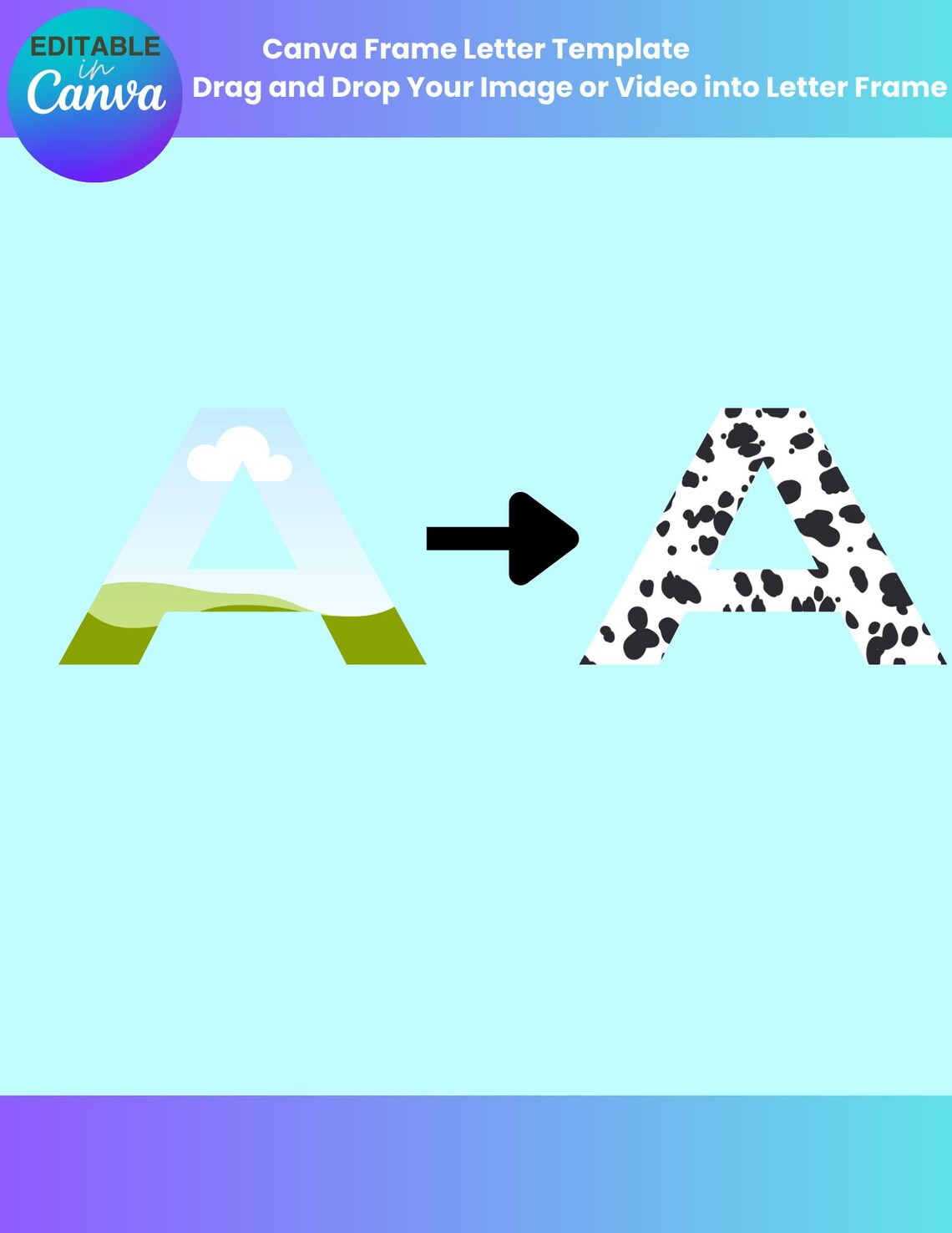 Canva Editable Alphabets, Letters Canva Template, Canva Frames, A-Z ...