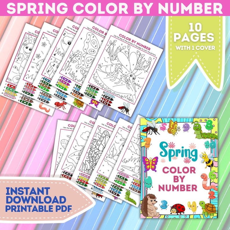 Spring Color by Number Coloring Activity - Etsy