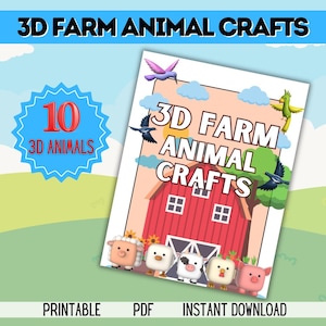 3D Farm Animal Craft Activity for Kids - Etsy Canada