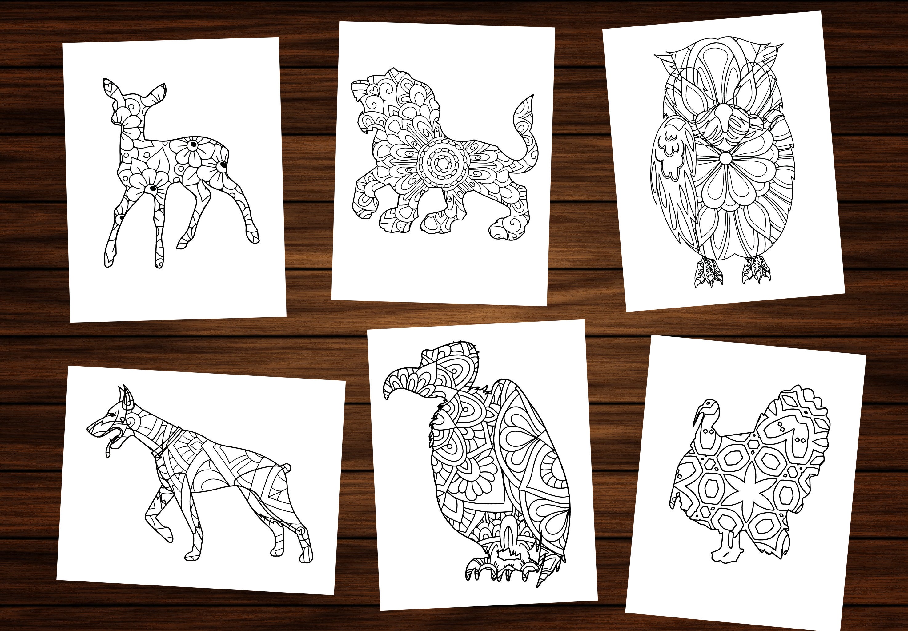 Animal Mandala Coloring Book - Printable PDF - Etsy