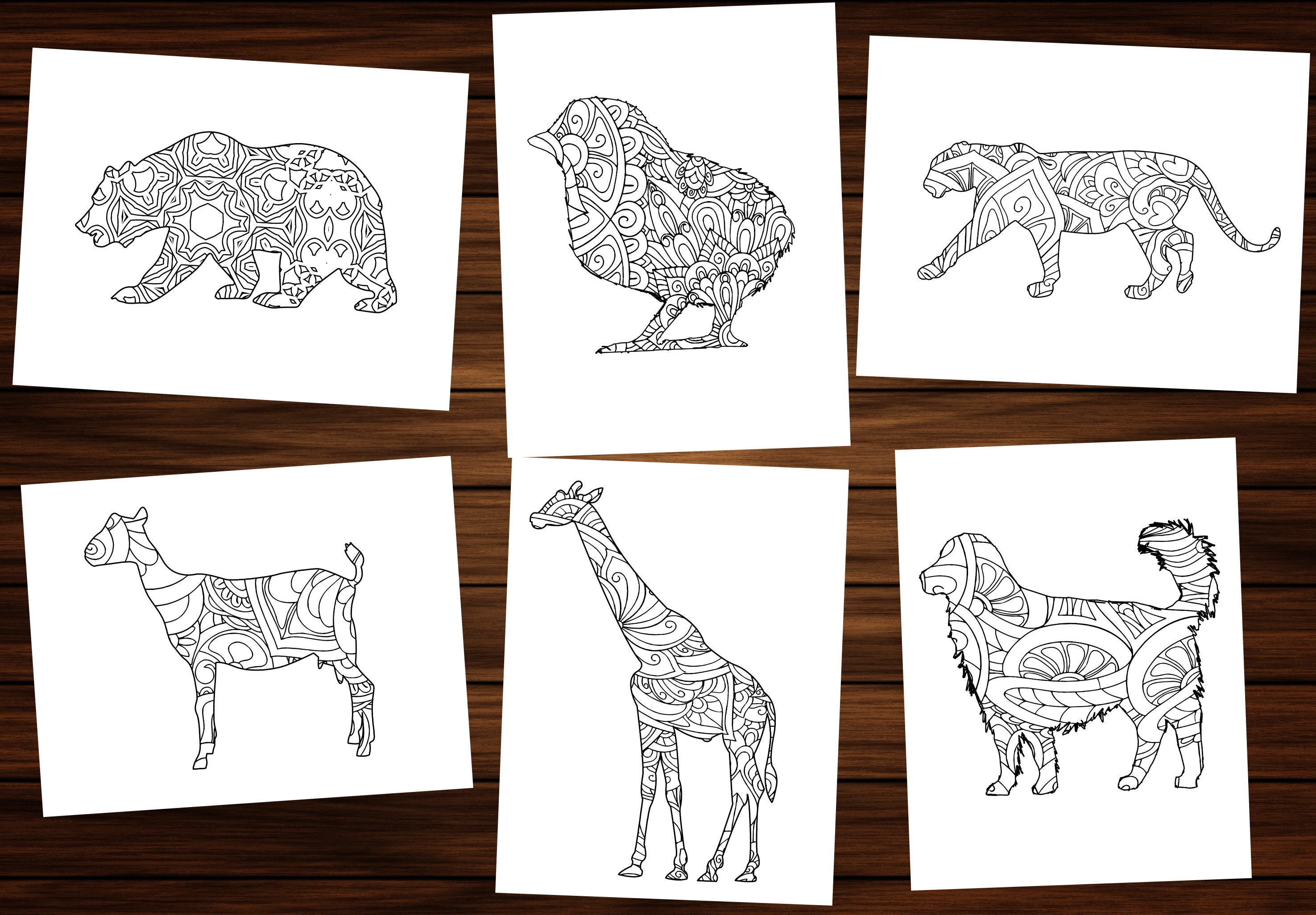 Animal Mandala Coloring Book - Printable PDF - Etsy