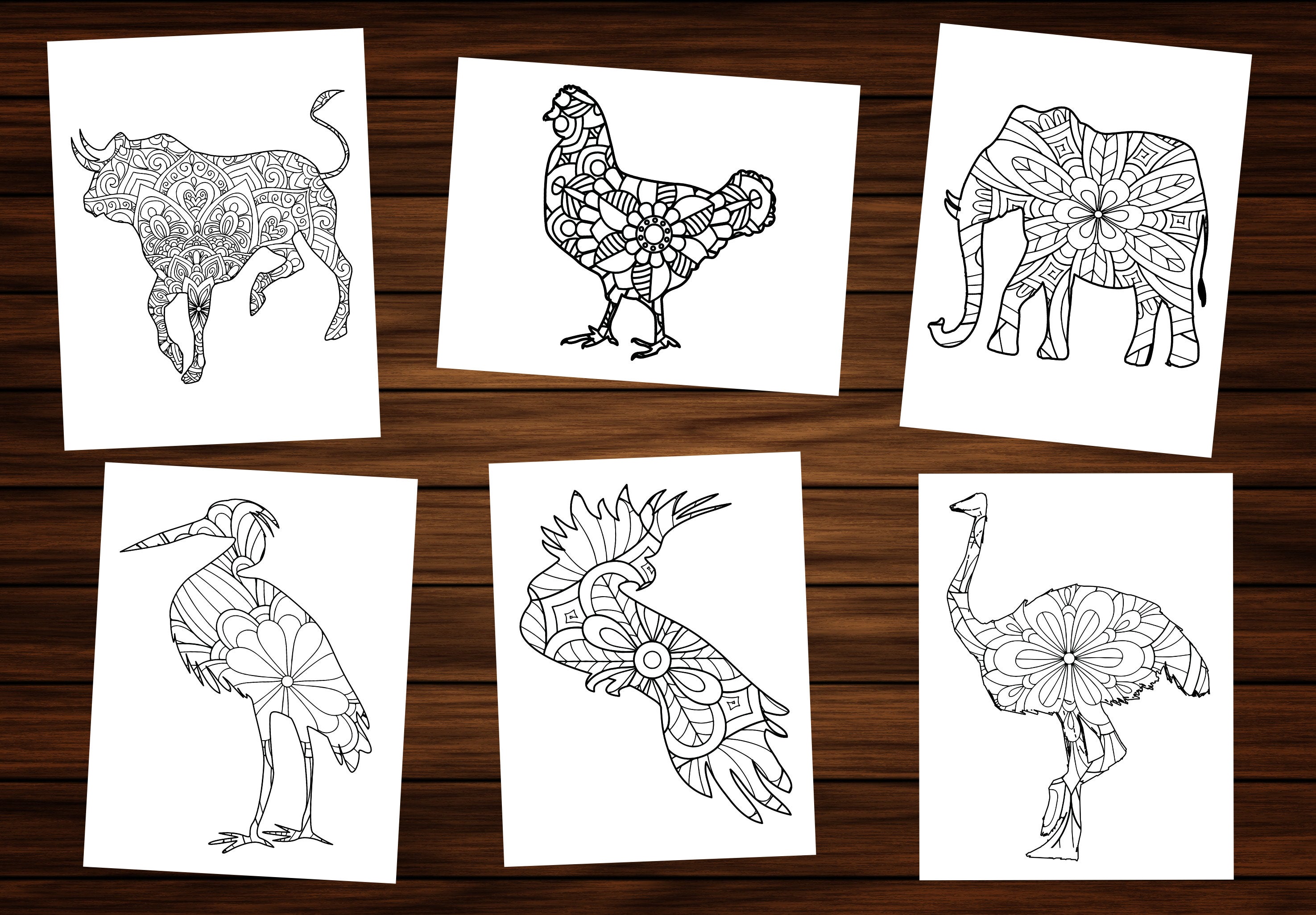Animal Mandala Coloring Book - Printable PDF - Etsy