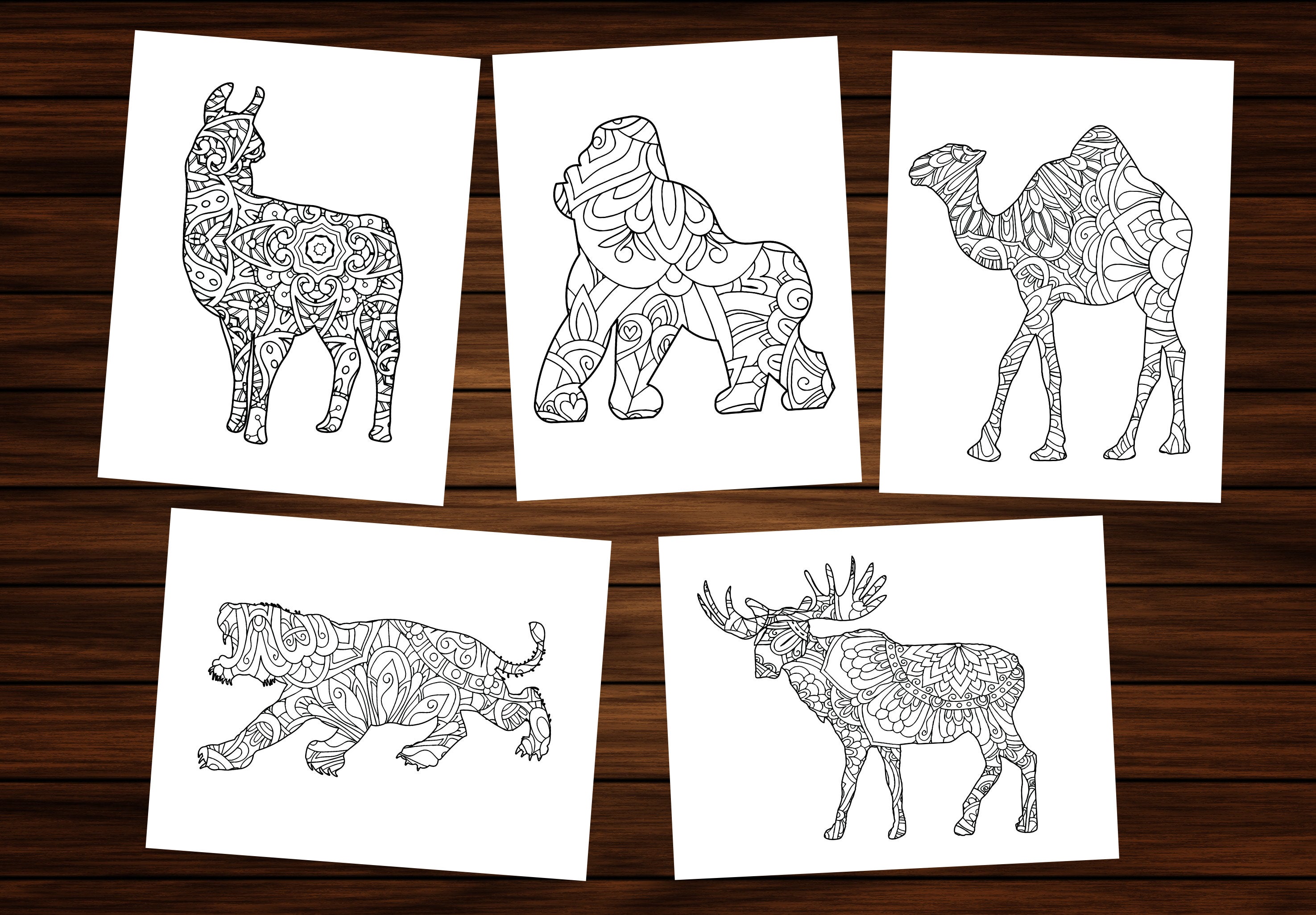 Animal Mandala Coloring Book - Printable PDF - Etsy