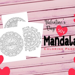 Valentine's Day Mandala Coloring Pages - Etsy