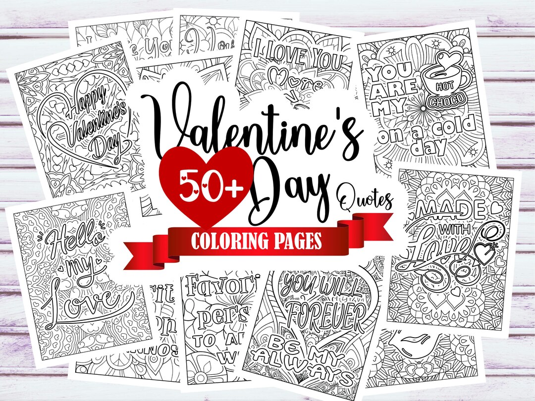 Valentine's Day Quotes Coloring Pages - Etsy