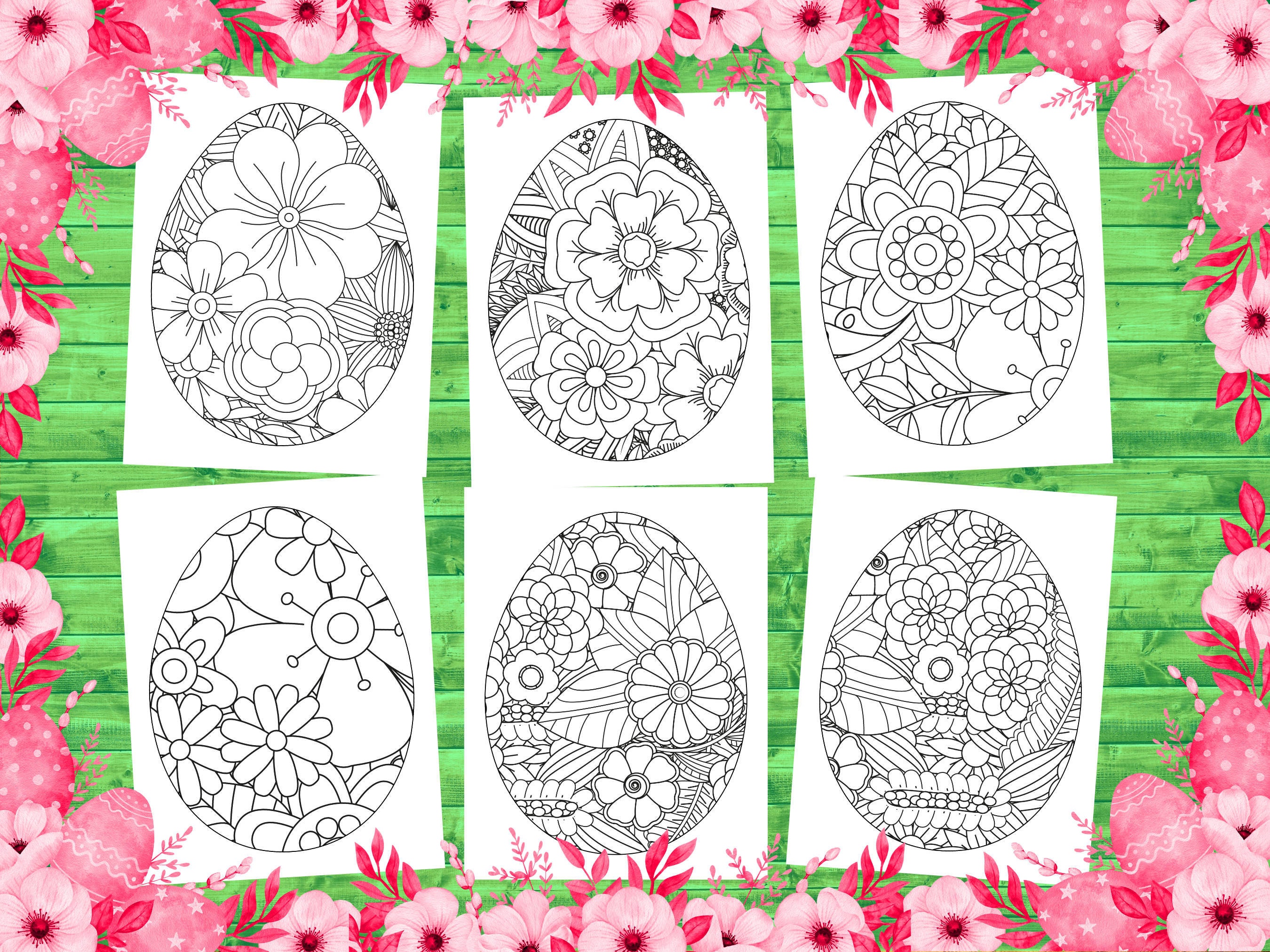 Easter Eggs Coloring Pages Vol. 1 - Etsy
