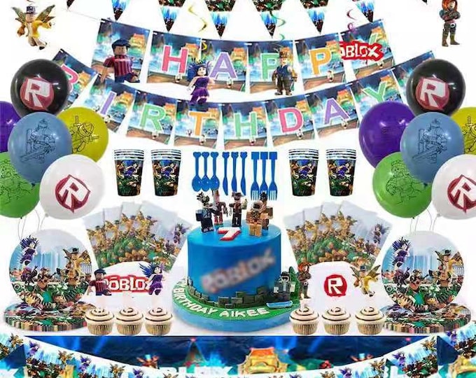 Roblox Birthday Party Decoration Set Roblox Game Tableware Kit ...