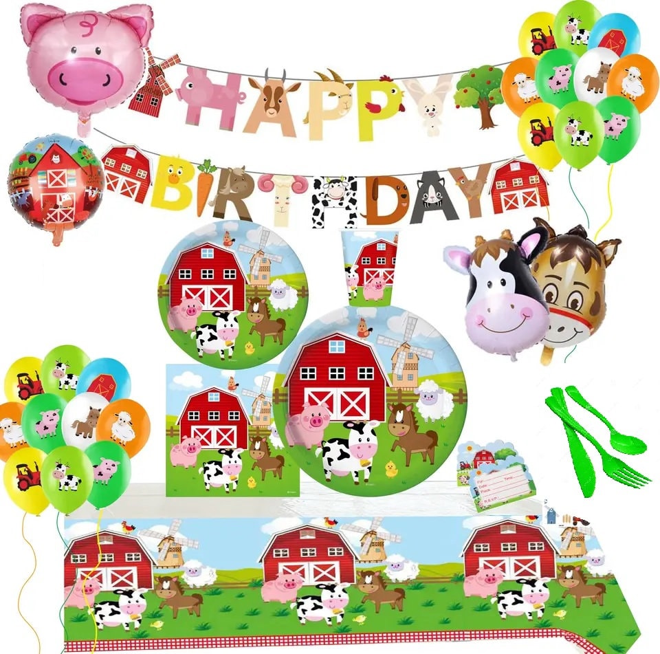 Farm Animals Birthday Decorations Farm Animals Tableware - Etsy