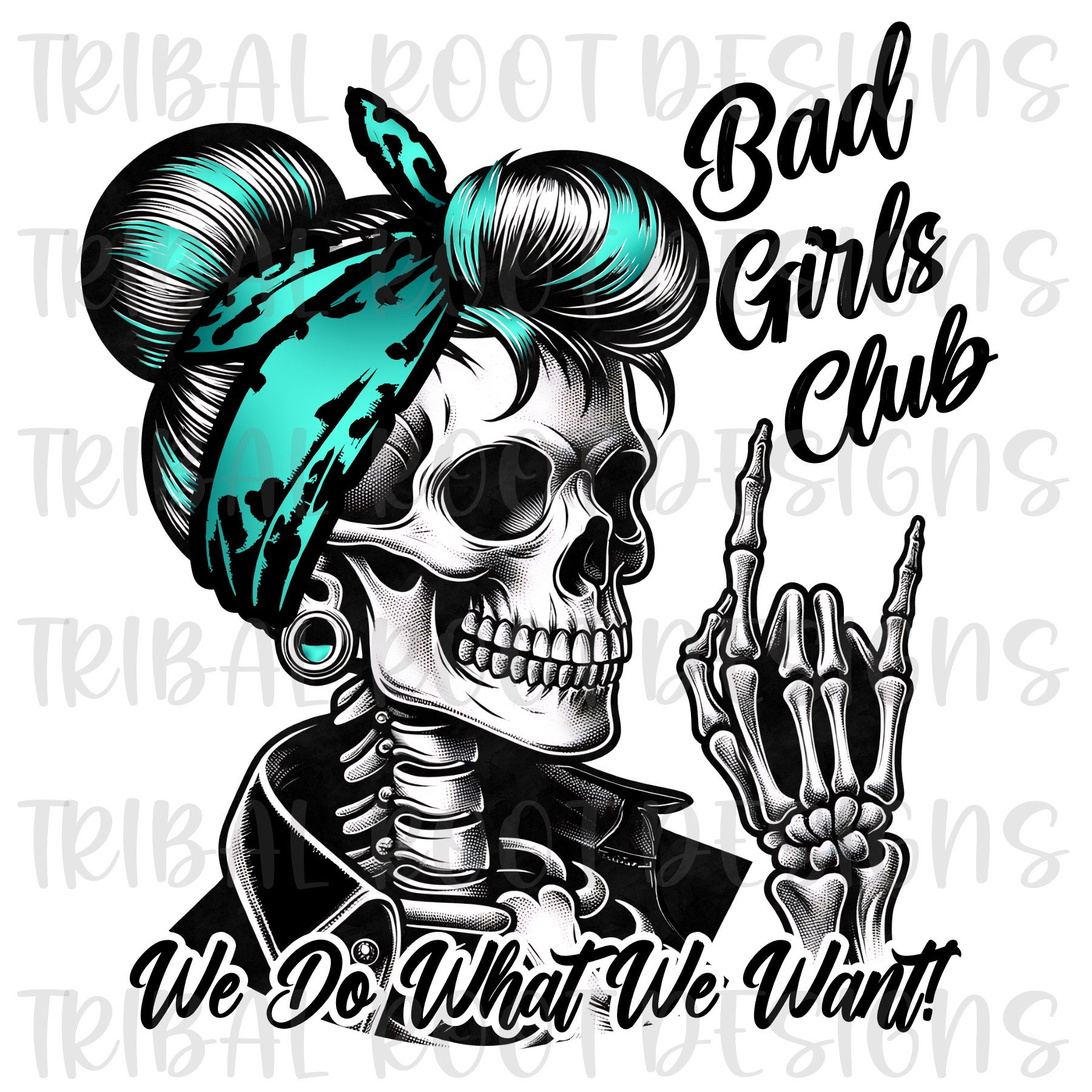Bad Girls Club Teal Skull Chick PNG - Etsy