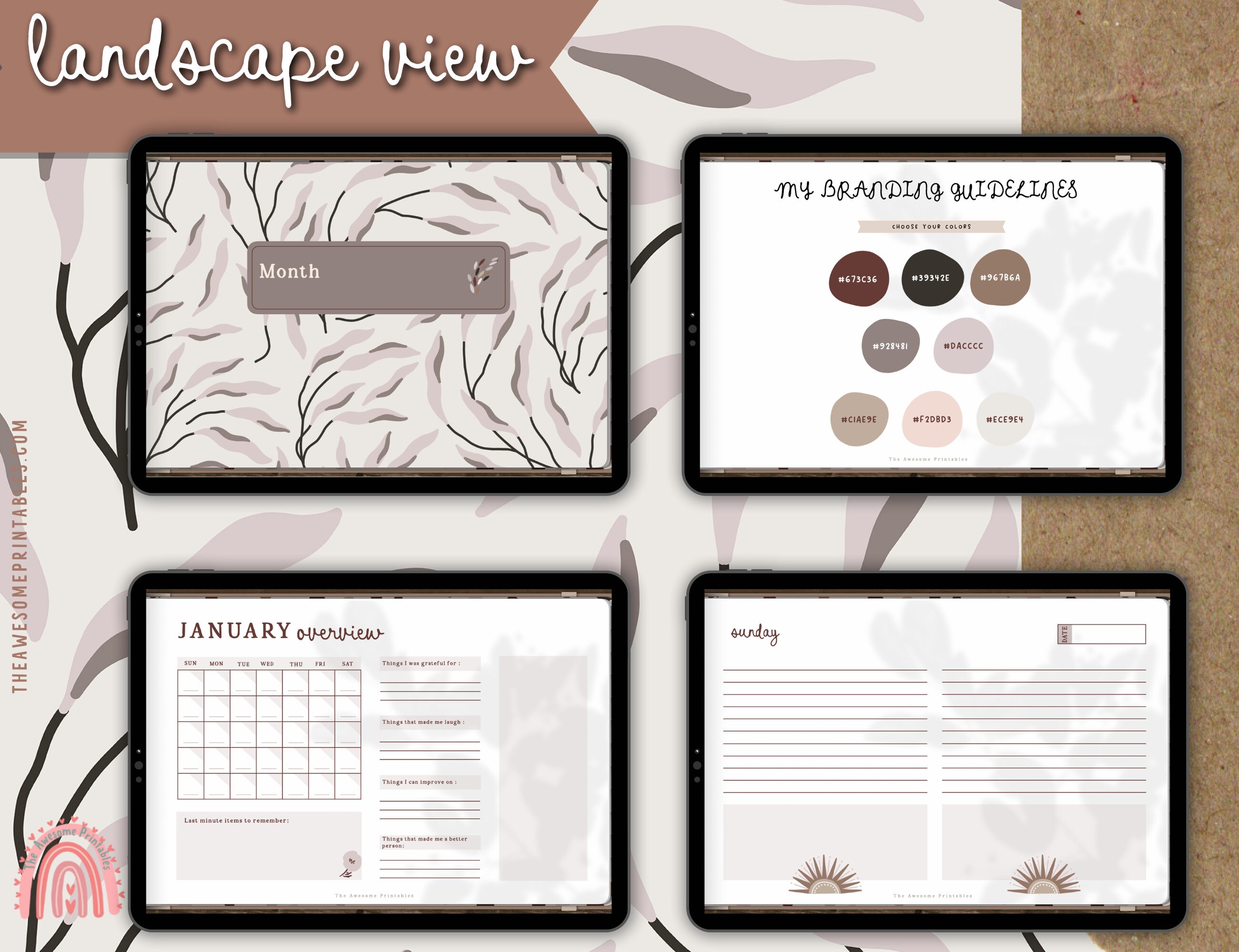 Undated Digital Journal for iPad Minimalistic Design Monthy Hyperlinked ...