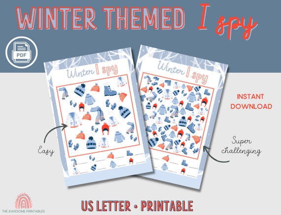 Winter I Spy Printable. 3 Activity Sheets. Easy to Super - Etsy