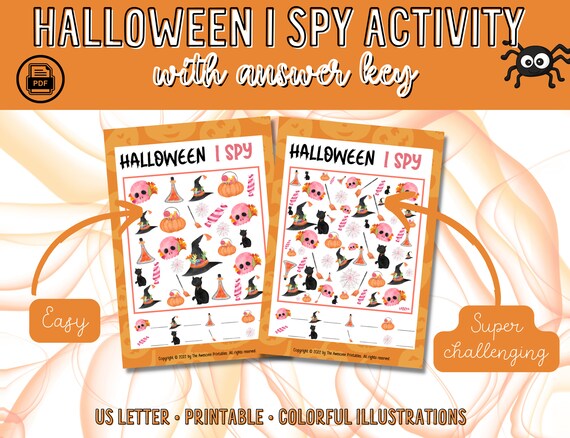 HALLOWEEN I Spy Printable Activity for Kids - Etsy