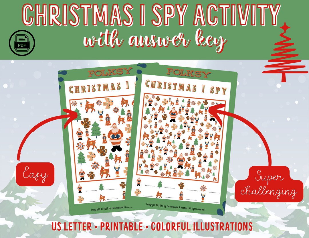CHRISTMAS Themed I Spy Printable Activity for Kids - Etsy
