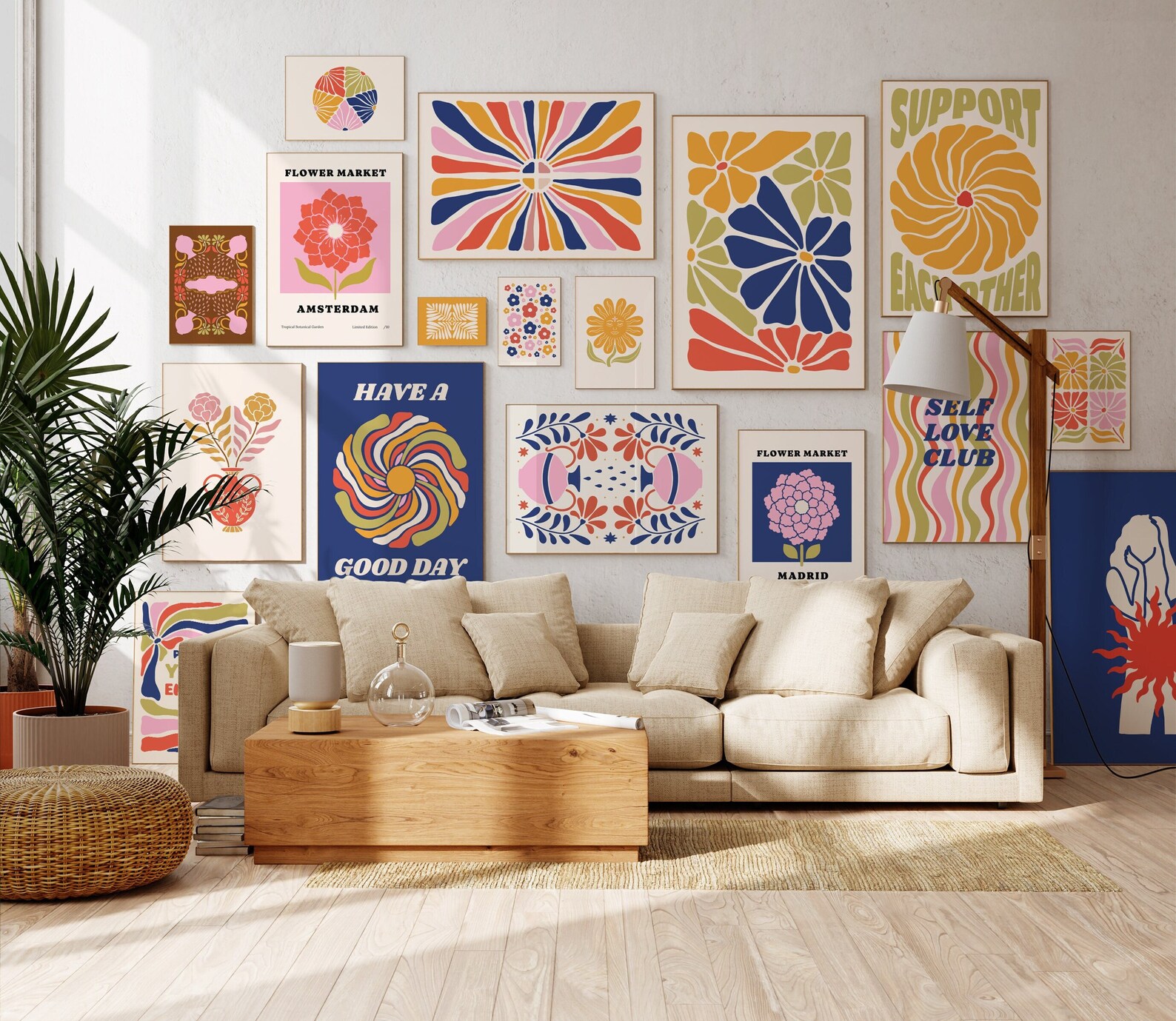 Retro Groovy Wall Art Set of 20 Groovy Flowers Gallery - Etsy