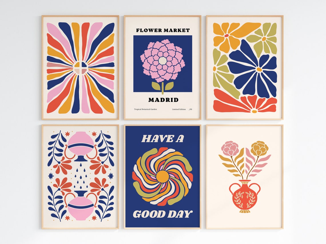 Retro Groovy Wall Art Set of 20 Groovy Flowers Gallery - Etsy