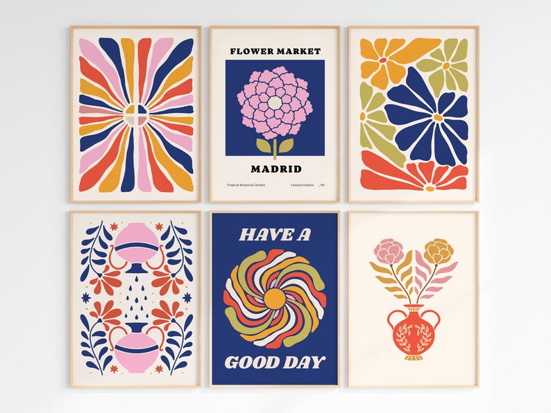 Retro Groovy Wall Art Set of 20 Groovy Flowers Gallery - Etsy