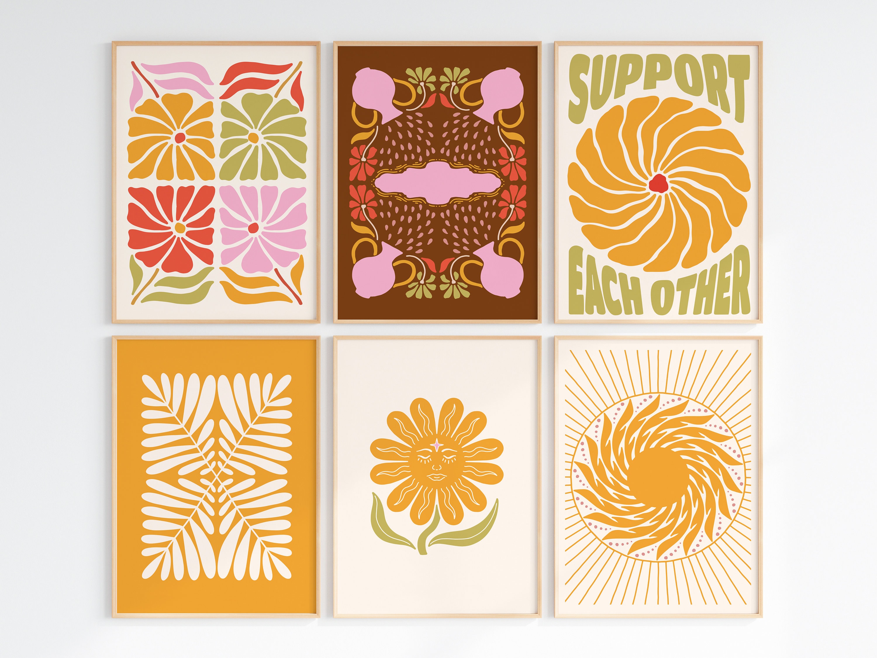 Retro Groovy Wall Art Set of 20 Groovy Flowers Gallery - Etsy