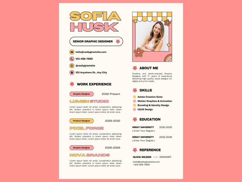 Pink CV Resume Template, Canva Editable Template, Modern Job ...