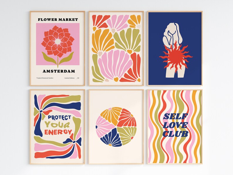 Retro Groovy Wall Art Set of 20 Groovy Flowers Gallery - Etsy