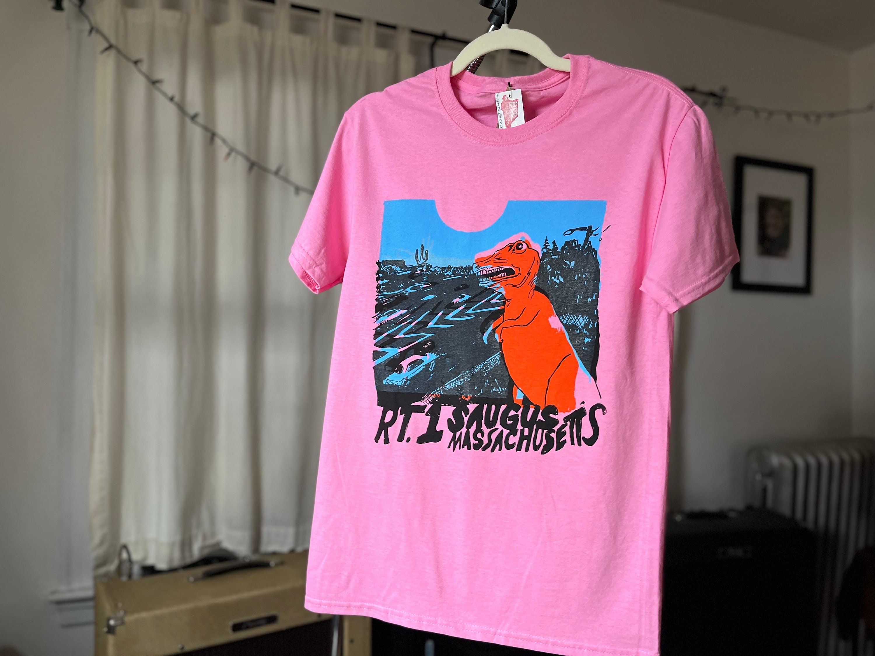 Route 1 Saugus Mass Dinosaur Retro Inspired Organic Cotton T Shirt ...