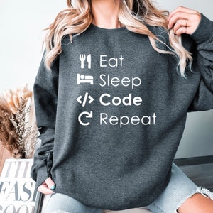 Coder Shirt, Coding Shirts, Funny Programmer Shirt, Eat Sleep Code Repeat Shirt, Computer Coding ...