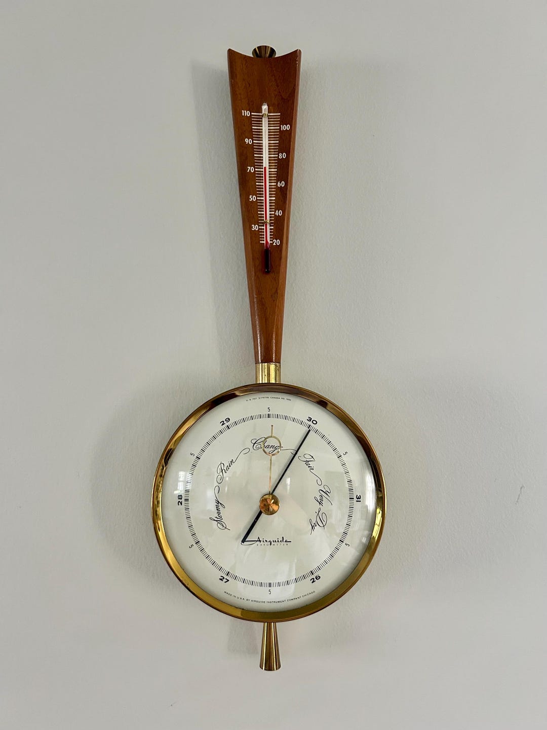 Vintage Mid Century Airguide Barometer and Thermometer Wall Hanging - Etsy