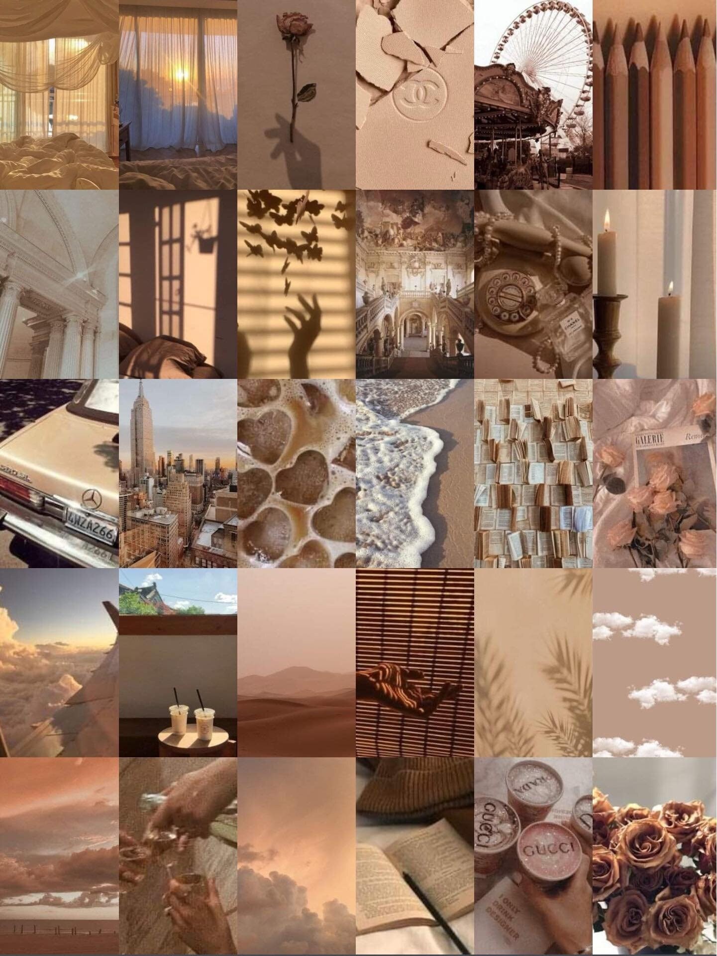 Brown/beige Aesthetic Wall Collage Kit - Etsy