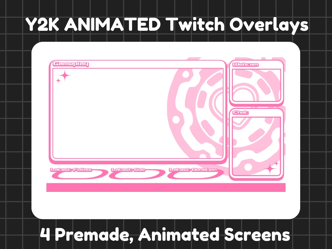 Pink Y2K Overlay Set Cute Y2K Aesthetic Panels for Streamers Twitch ...
